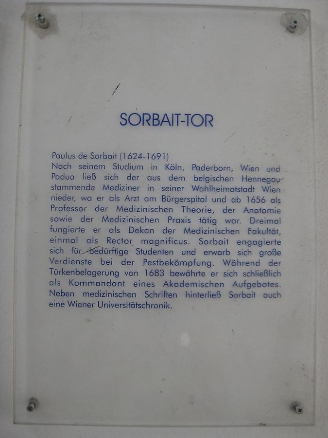 Gedenktafel am (Paulus de) Sorbait-Tor | 9. Bezirk, Denkmäler ...
