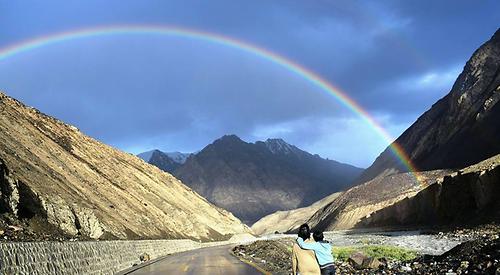 Rainbow enhances the scenic landscape | Northern Pakistan | Geography ...